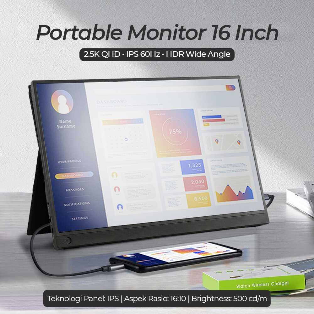 Jual Taffware Portable Monitor 16 Inch 2.5K QHD IPS 60Hz HDR