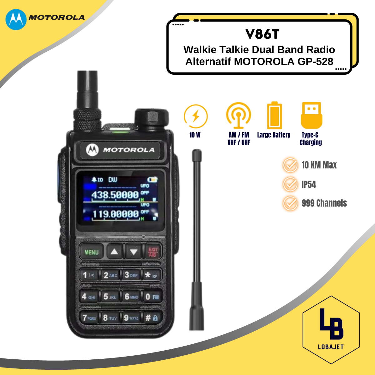Jual V86T - Walkie Talkie Dual Band Radio - Alternatif MOTOROLA
