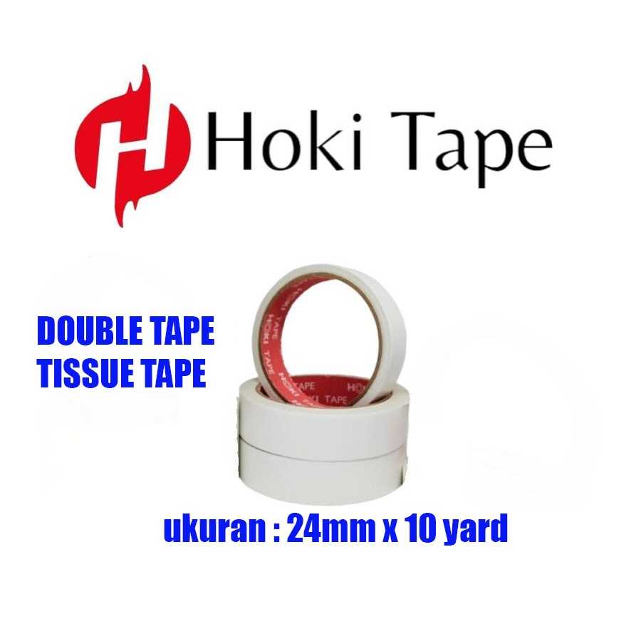 Jual Double Tape Tisue 24mmx10yard hoki putih - lakban isolasi