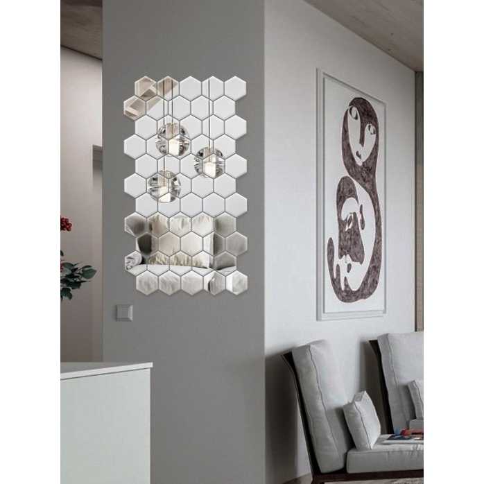 Jual Kaca Dinding Acrylic HEXAGONAL Impor 1 Set Isi 8 Kecil