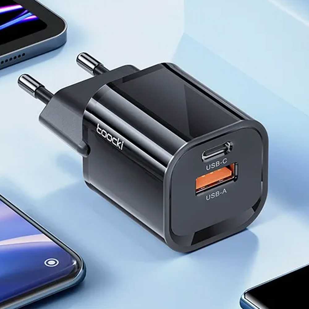 Jual Toocki Kepala Charger USB Fast Charging Dual Port PD QC 3.0