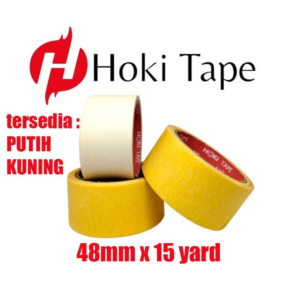 Jual Lakban kertas 48 x 15yard Masking tape isolasi putih kuning