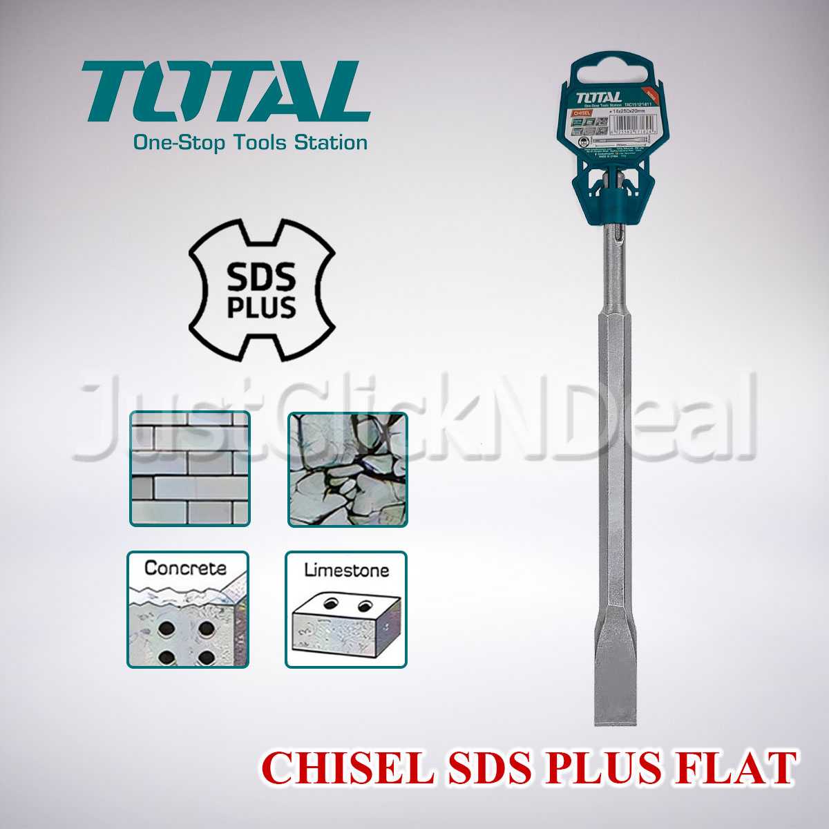 Jual TOTAL SDS Plus Chisel 14 x 250 mm Mata Bor Bobok Tembok