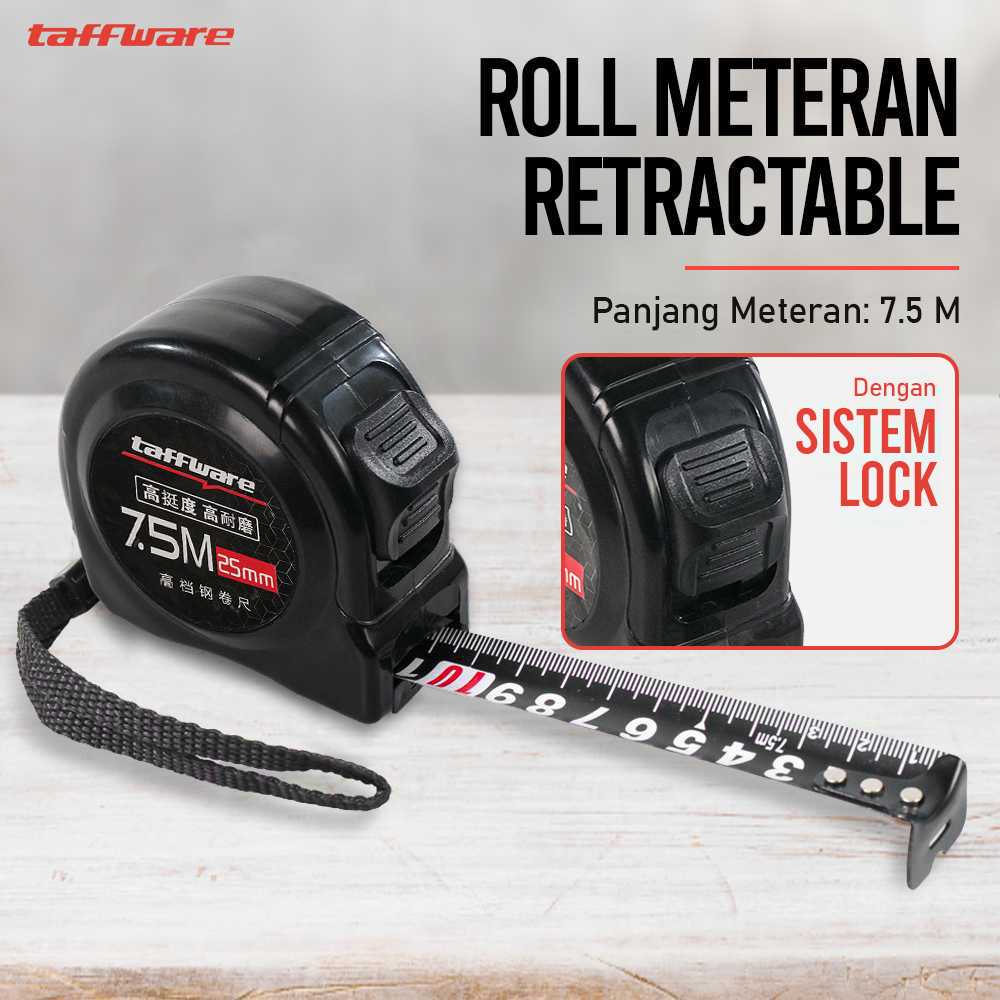Jual Taffware Roll Meteran Retractable Ruler Precision Steel