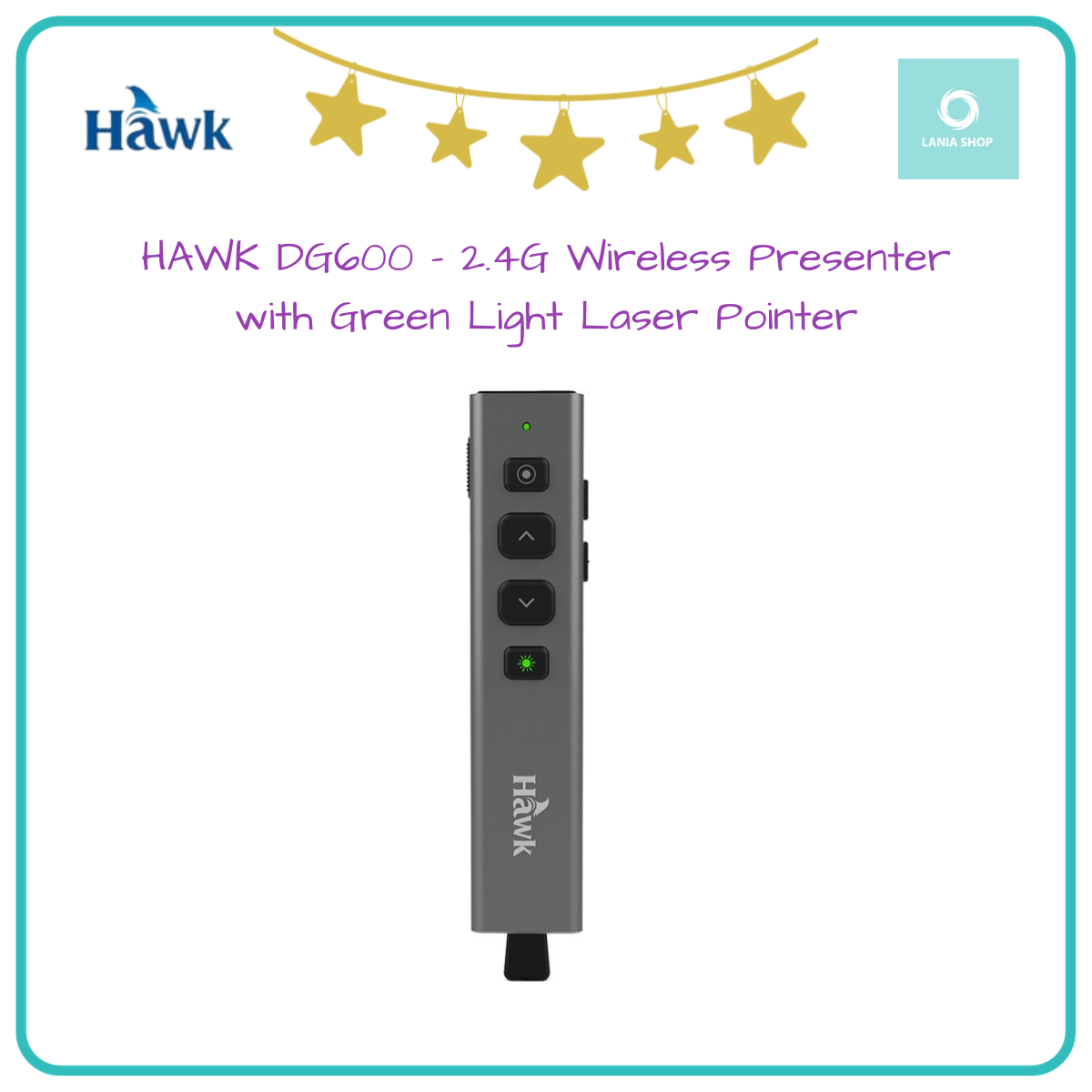 Jual HAWK DG600 - 2.4G Wireless Presenter with Green Light Laser