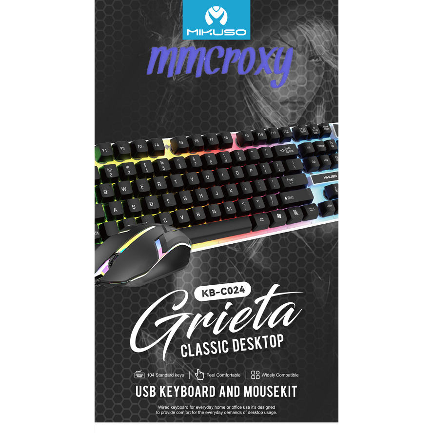 Jual Mikuso KB-C024 Keyboard Mouse USB Combo Keyboard Gaming