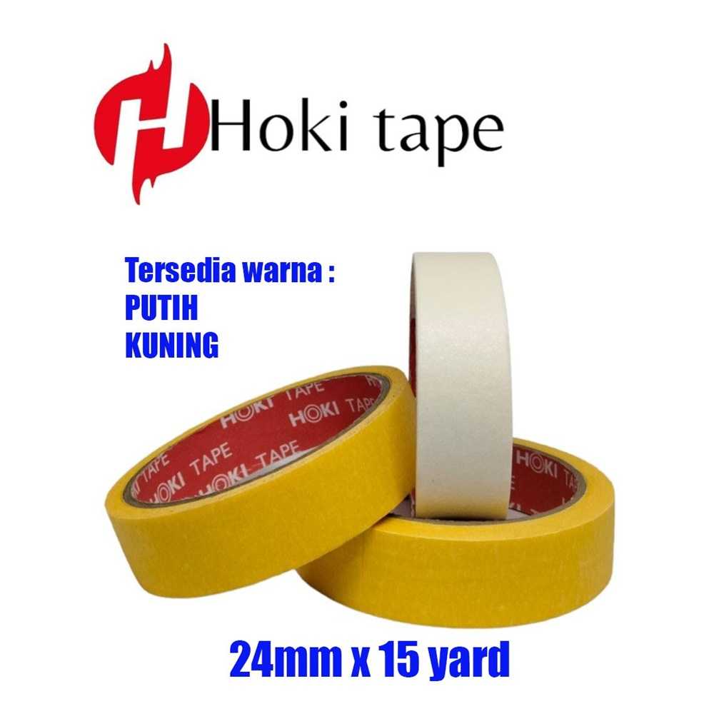 Jual Lakban kertas 24 x 15yard Masking tape isolasi putih kuning