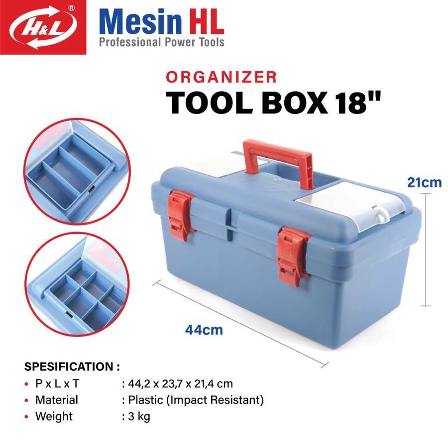 Jual HL Toolbox besar 18" kotak plastik perkakas tempat | Jakmall.com