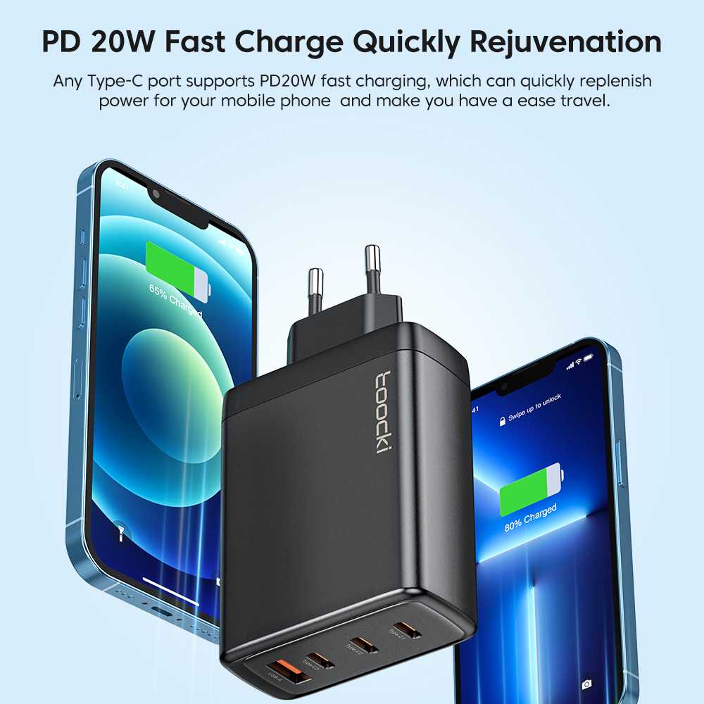 Jual Toocki Kepala Charger USB Fast Charging 4 Port Type C PD