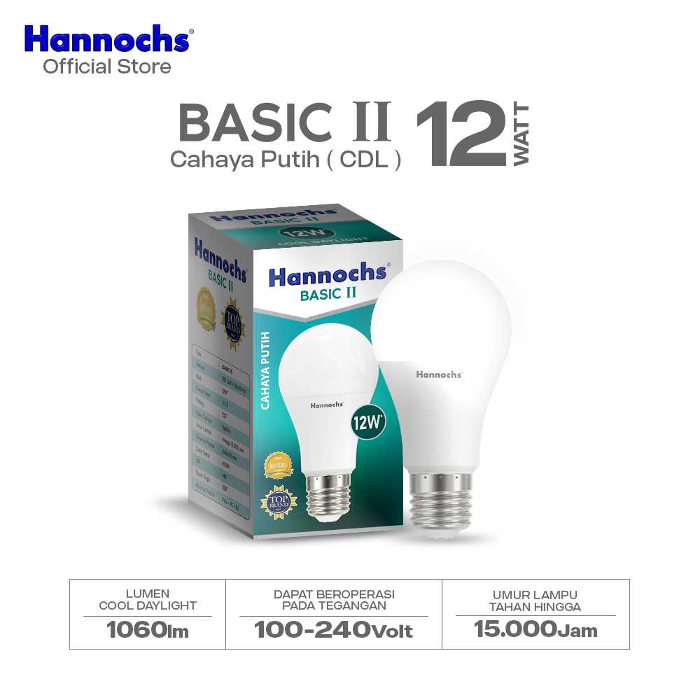 Jual Hannochs Lampu Bohlam LED Basic II 12 watt Cahaya Putih