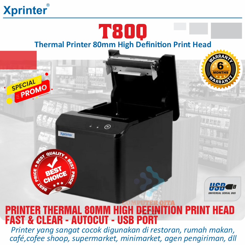 Jual XPRINTER XP-T80Q T80Q PRINTER THERMAL 80MM USB High | Jakmall.com