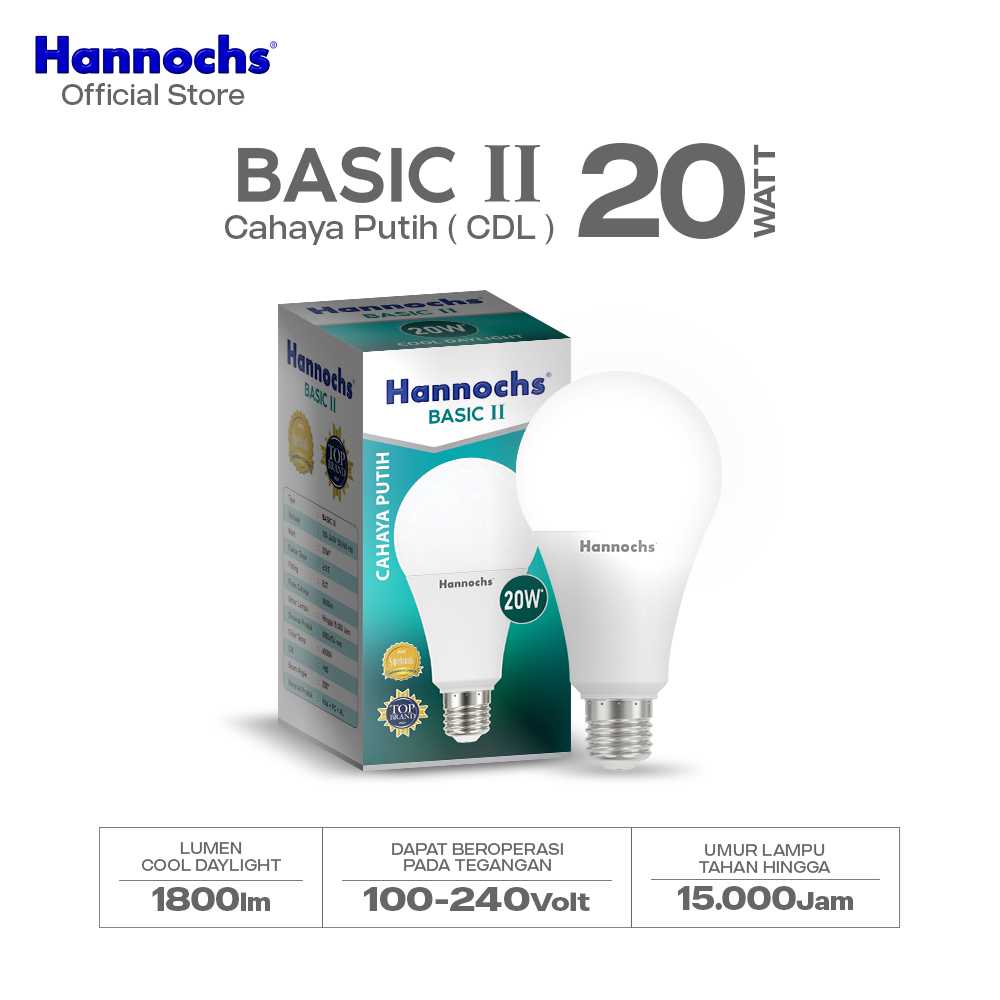 Jual Hannochs Lampu Bohlam LED Basic II 20 watt Cahaya Putih