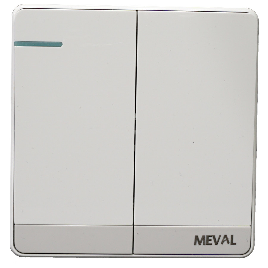 Jual Meval - Saklar 2 Switch White Basic Series 2 Gang 1 Way