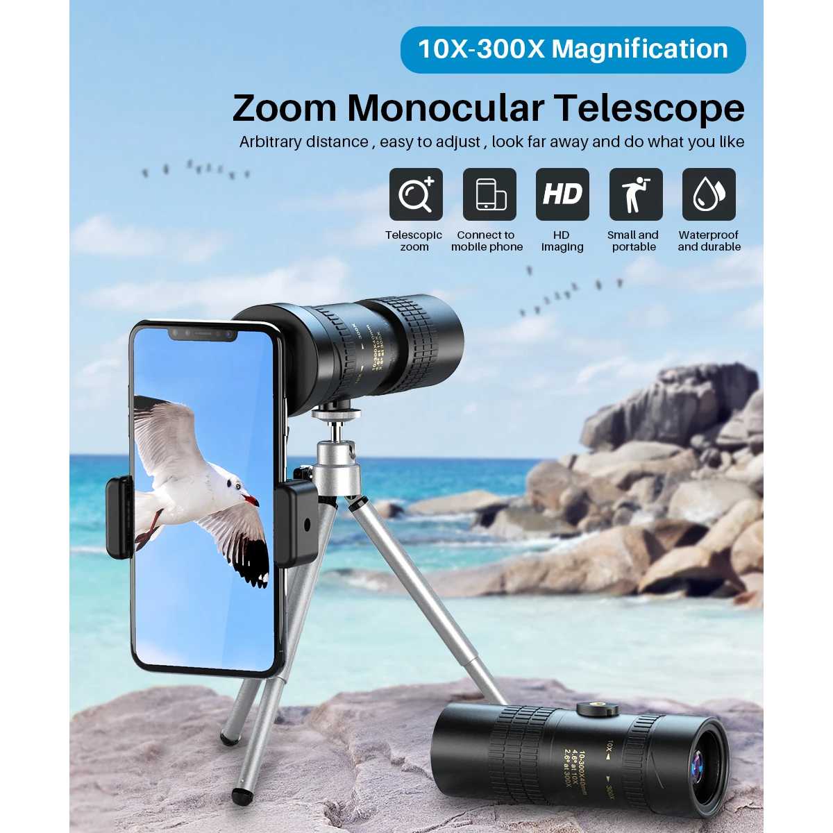 Jual APEXEL Lensa Teleskop Saku Monokular 10-300X Magnification