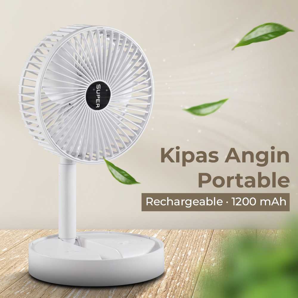 Jual SUPER Kipas Angin Meja Rechargeable Desk Fan 6.5 Inch