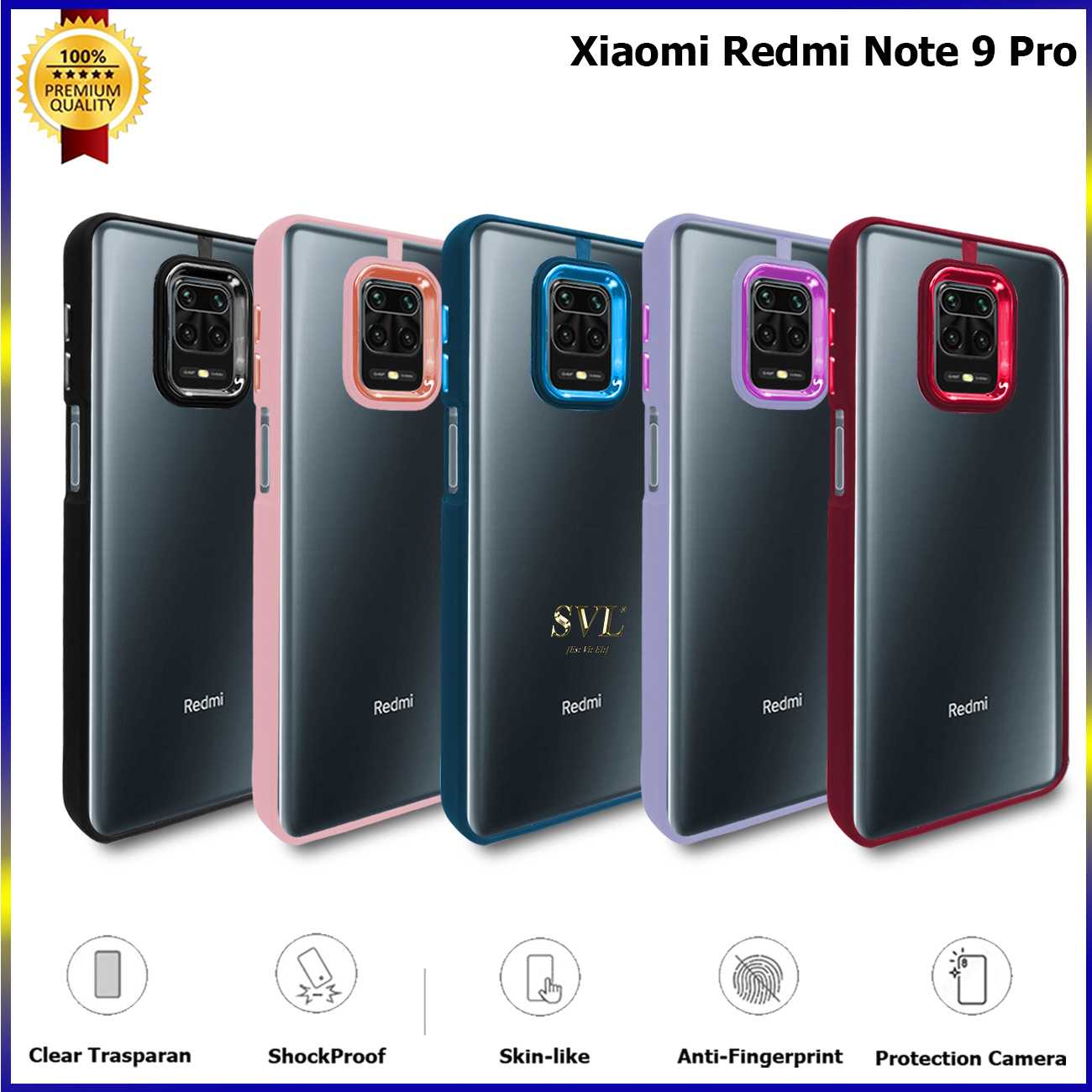 Jual Case Xiaomi Redmi note 9 PRO Hybrid Chrome Transparant
