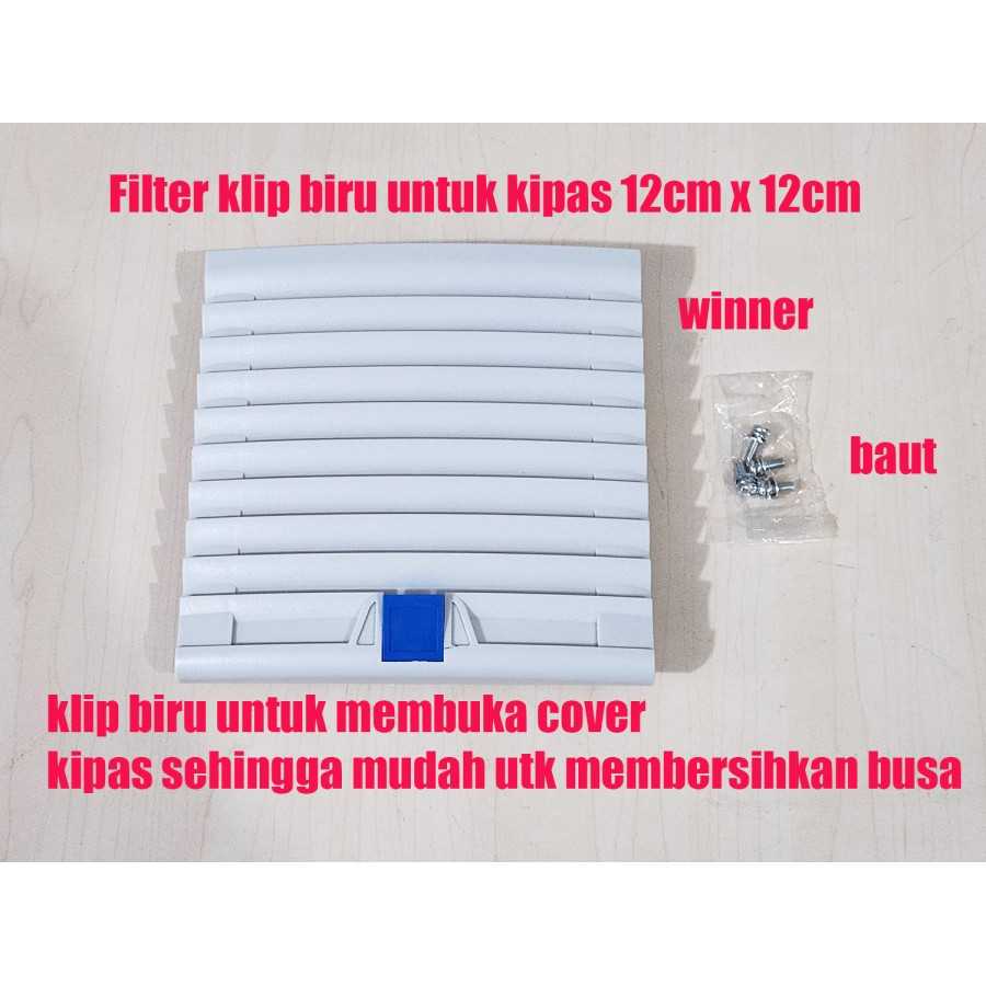 Jual FAN FILTER KLIP BIRU PLASTIK 12 x 12cm WINNER 4 INCH COVER