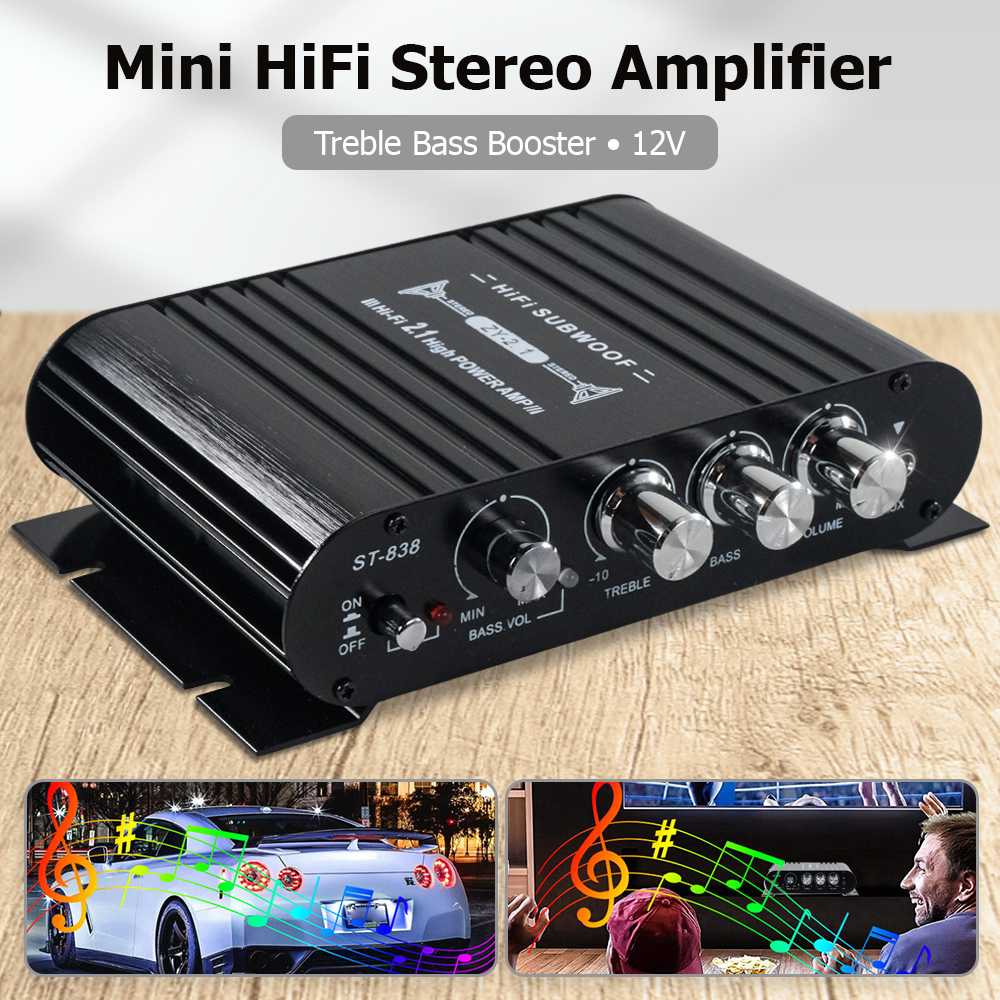 Jual LVPIN Mini HiFi Stereo Amplifier Treble Bass Booster 12V