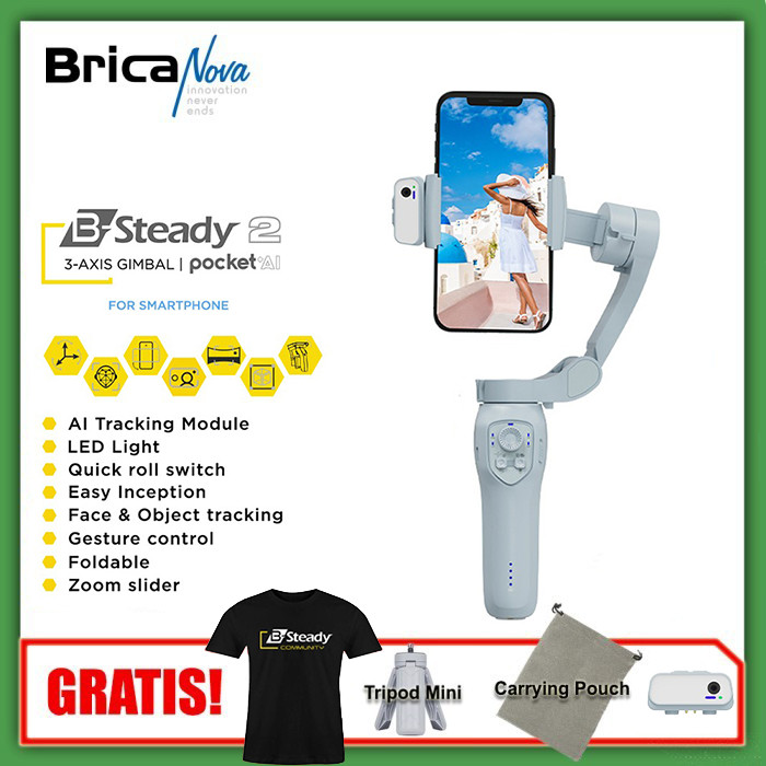 Jual Brica B-Steady 2 Pocket AI Tracking 3-Axis Smartphone