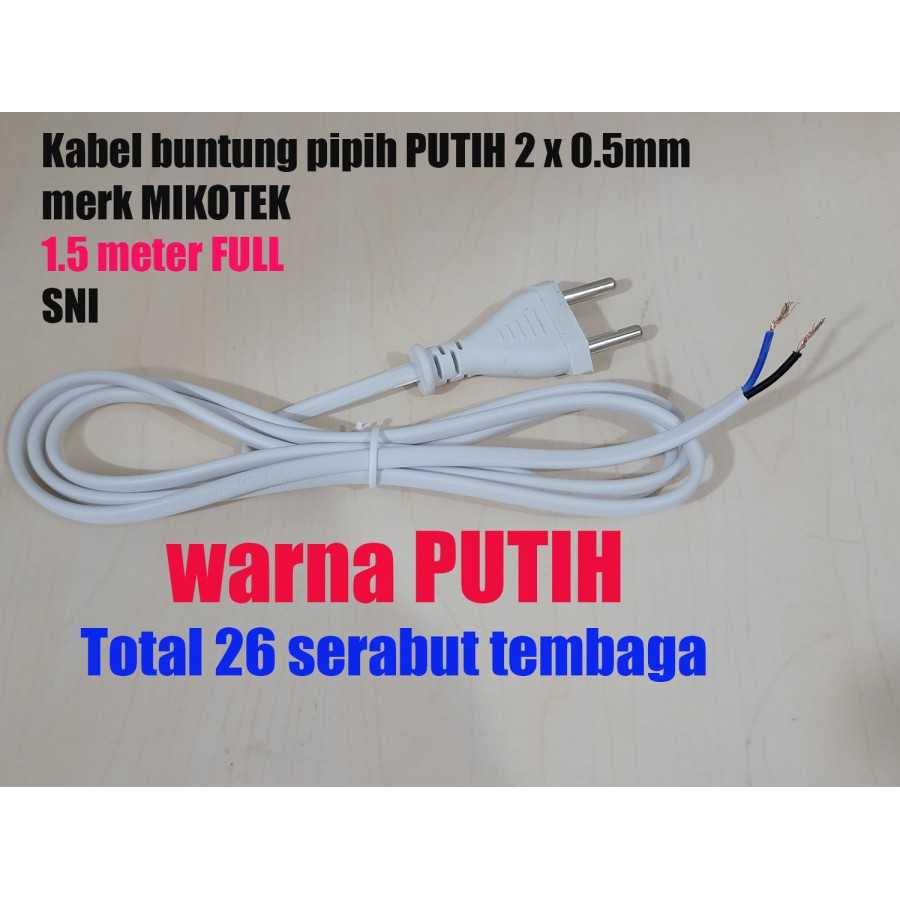 Jual MIKOTEK 1.5m full KABEL PUTIH BUNTUNG PIPIH HITAM 2 X 0.5