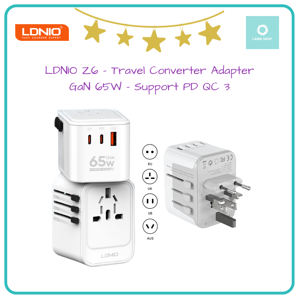Jual LDNIO Z6 - Travel Converter Adapter - GaN 65W - Support PD