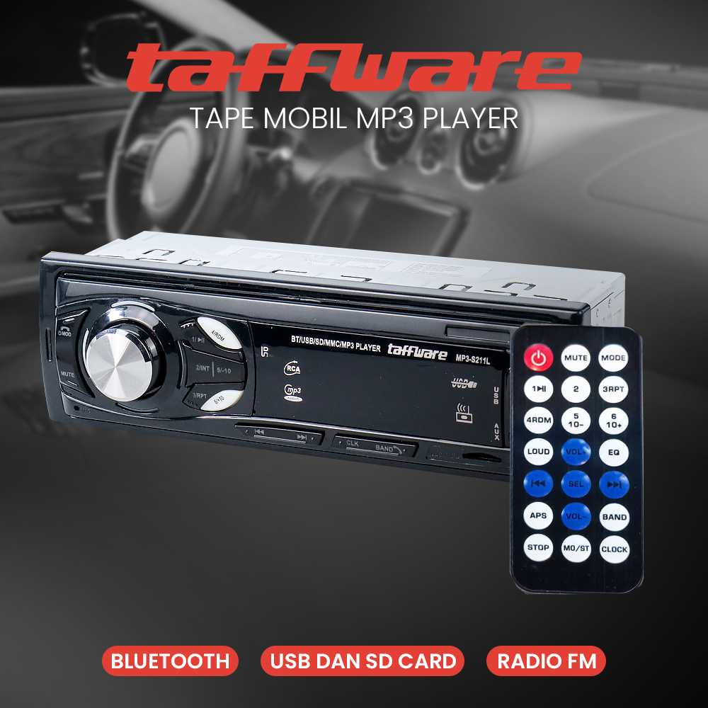 Jual Taffware Tape Mobil Audio MP3 Player Bluetooth 5.0 60W with