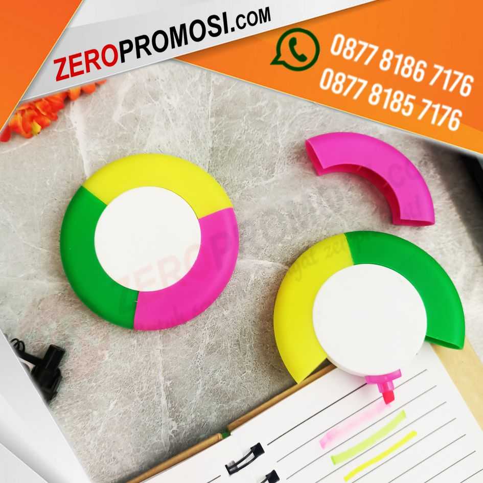 Jual Souvenir Highlighter Pen Bulat 3 Warna Custom Logo | Jakmall.com
