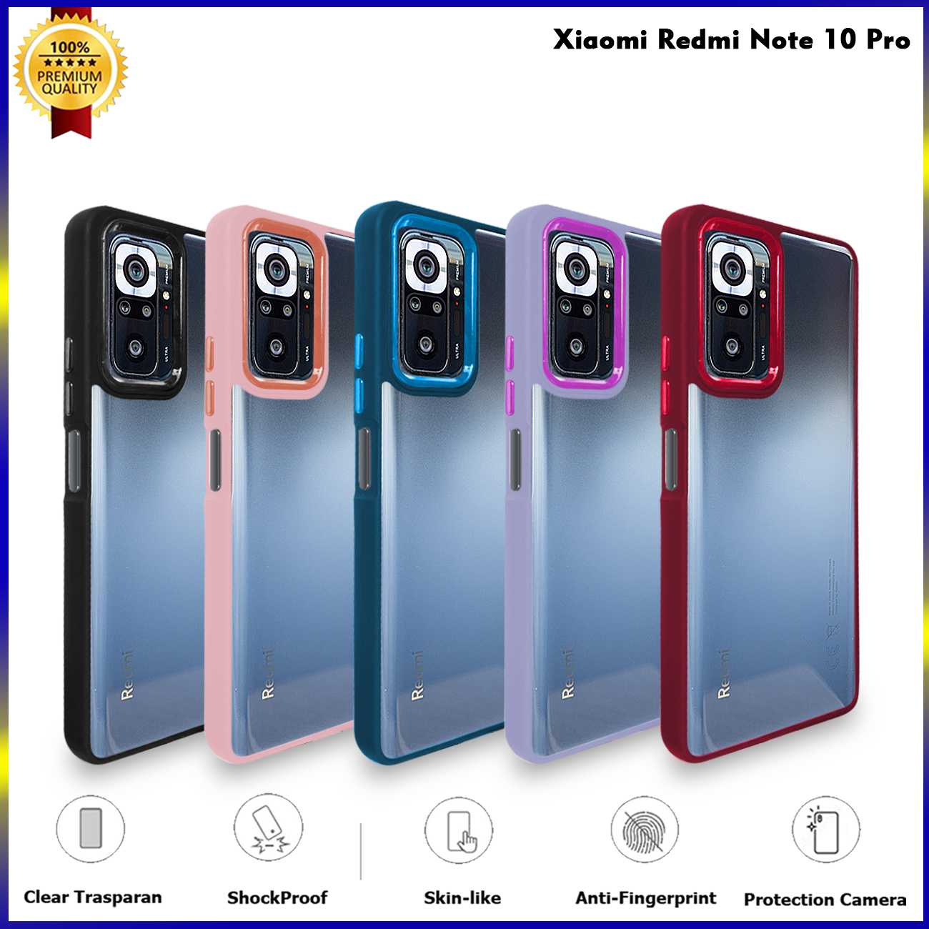 Jual Case Redmi Note 10 Pro Hybrid Chrome Transparant Clear