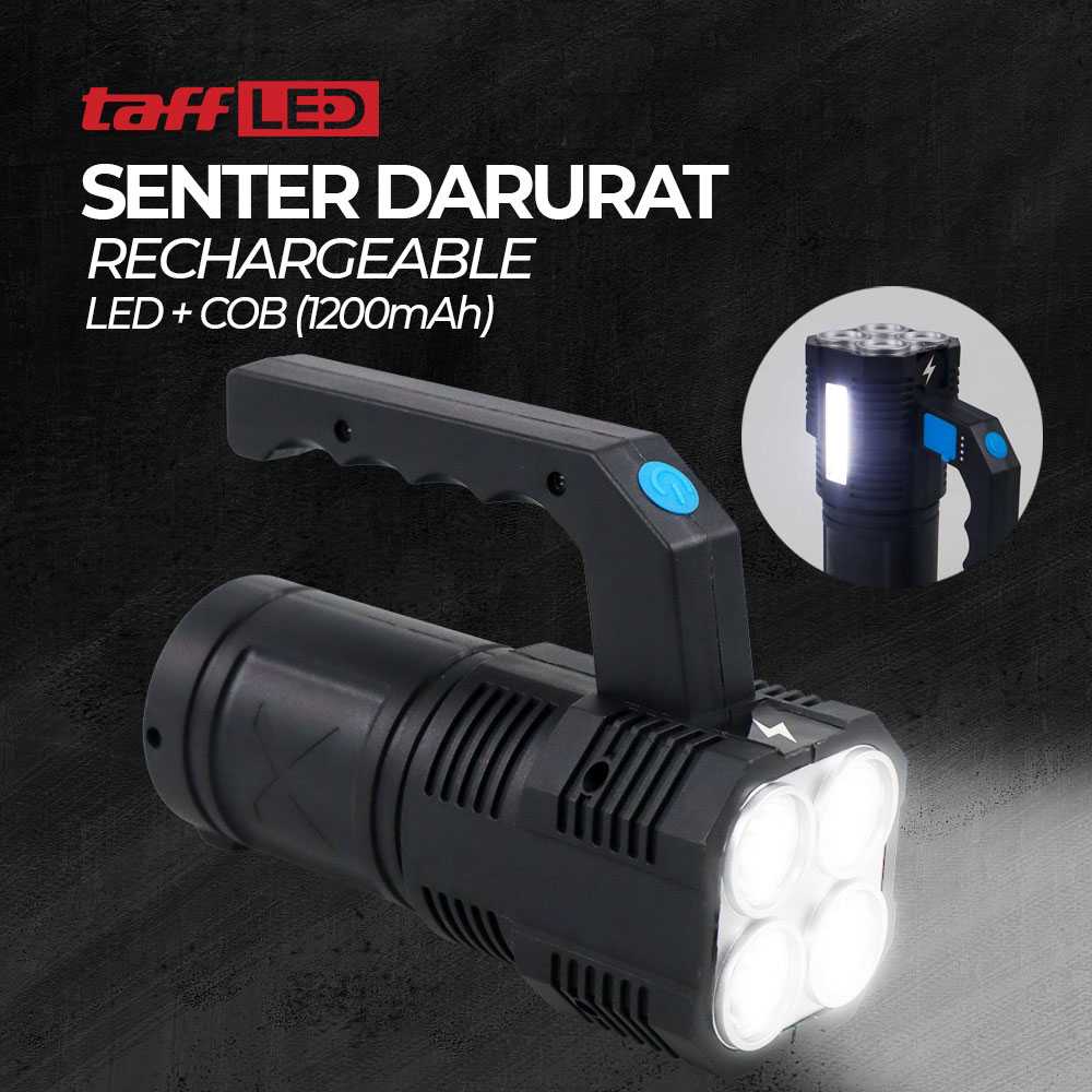 Jual TaffLED Senter Darurat Flashlight Rechargeable LED and COB