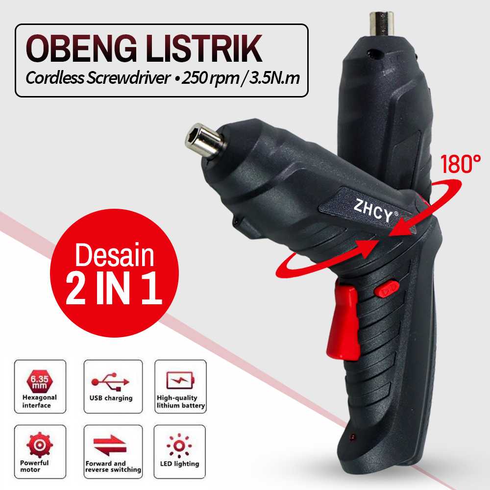 Jual ZHCY Obeng Listrik Cordless Screwdriver 250RPM 1500mAh