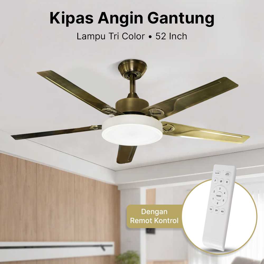Jual AVEO Kipas Angin Gantung Lampu Tri Color 52 Inch with