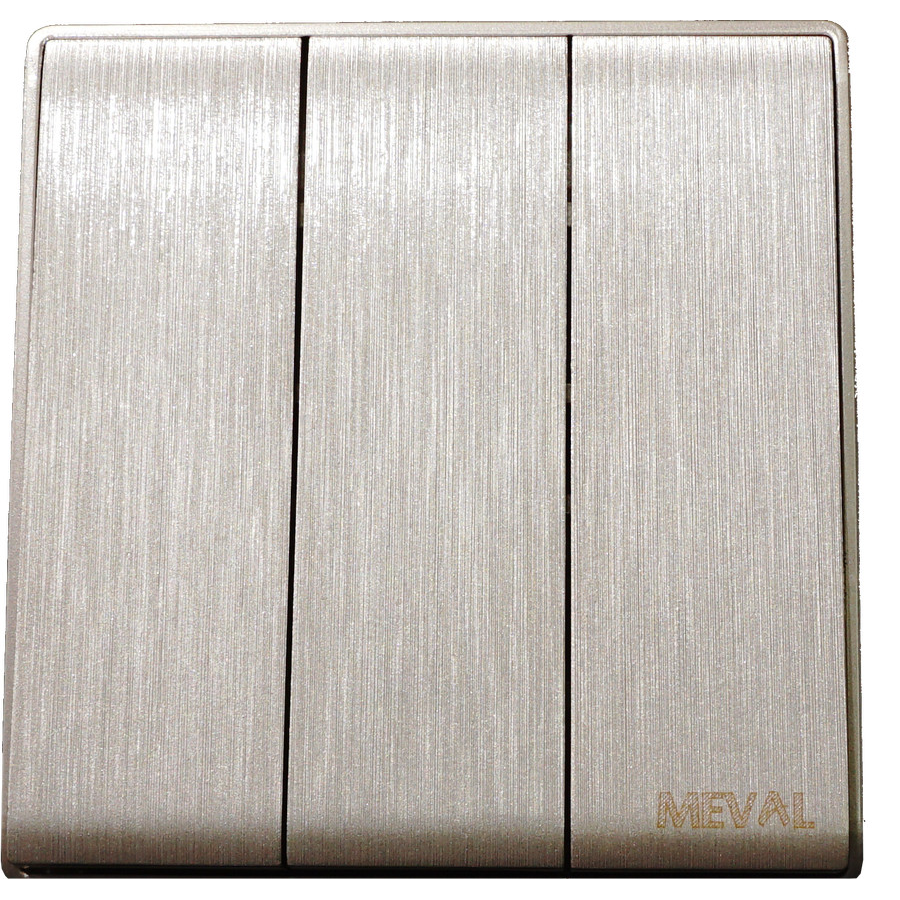 Jual Meval - Saklar 3 Switch Gold Hairline 3 Gang 1 Way - SS2-G31