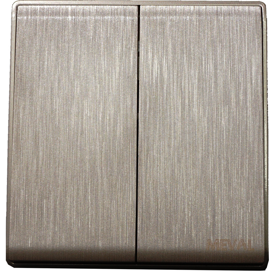 Jual Meval - Saklar 2 Switch Gold Hairline 2 Gang 1 Way - SS2-G21