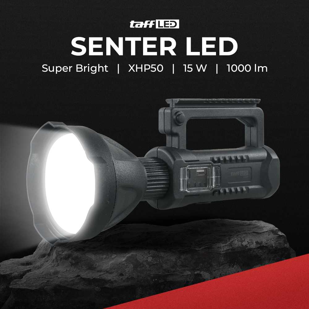 Jual TaffLED Senter LED Super Bright XHP50 15W 1000 Lumens with