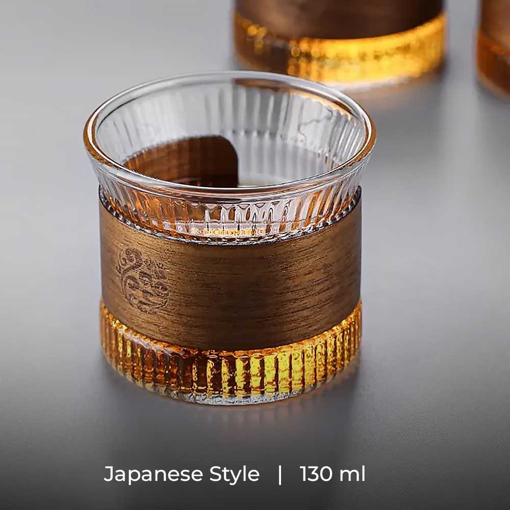 Jual One Two Cups Gelas Kaca Aesthetic Kopi Teh Wood Sleeve