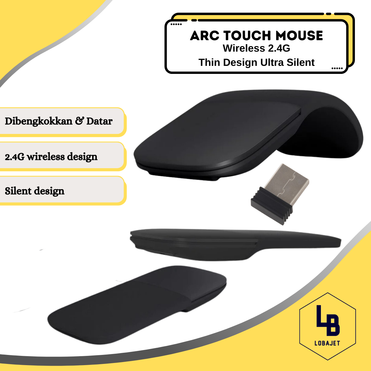 Jual Arc Touch Folding Mouse Wireless 2.4G - Thin Design Ultra