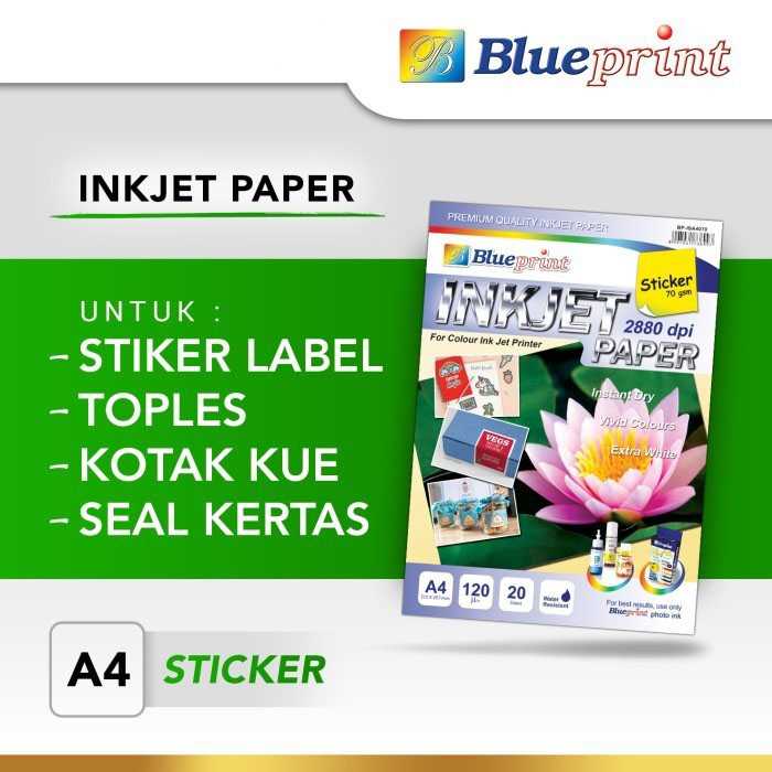 Jual Blueprint Inkjet Paper Sticker A4 70gsm Kertas Stiker