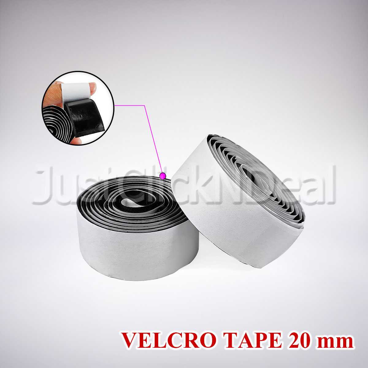 Jual Perekat Double Tape Velcro Serbaguna 20 mm 1 Meter Hitam