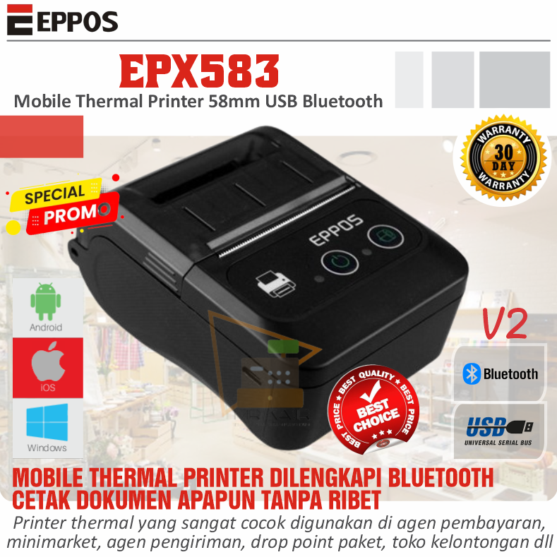 Jual Mobile mini Printer Bluetooth EPPOS EPX583 | Jakmall.com