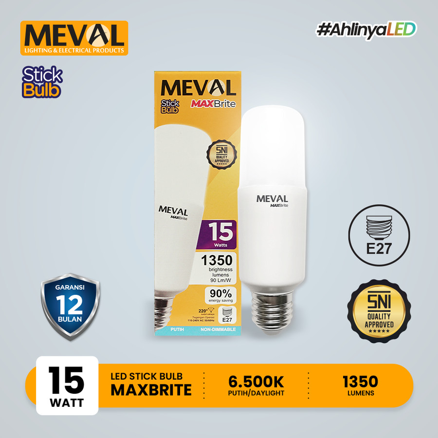 Jual MEVAL Maxbrite Led Stick Bulb 15 Watt - Putih 6500K | Jakmall.com