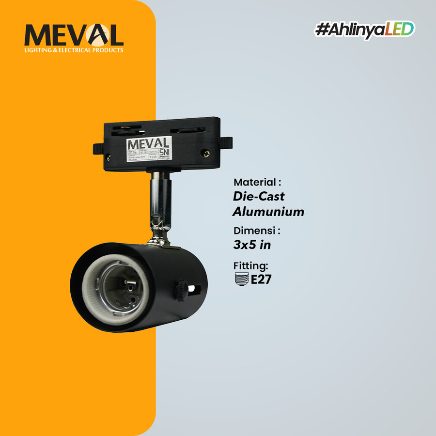 Jual MEVAL Rumah Lampu Sorot Rel Spot Track Light Fixture RT1-05
