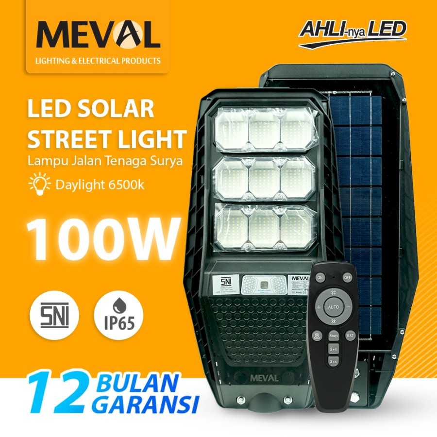 Jual MEVAL – LAMPU JALAN PJU 100W Tenaga Surya+Solar Street