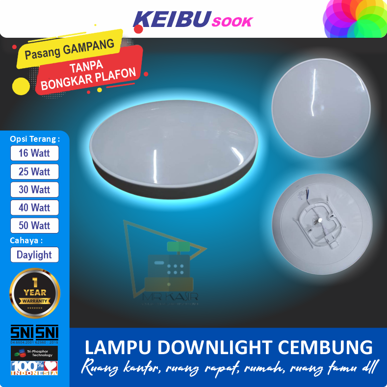 Jual Lampu Plafon LED Downlight Ceiling Cembung Keibu16 Watt