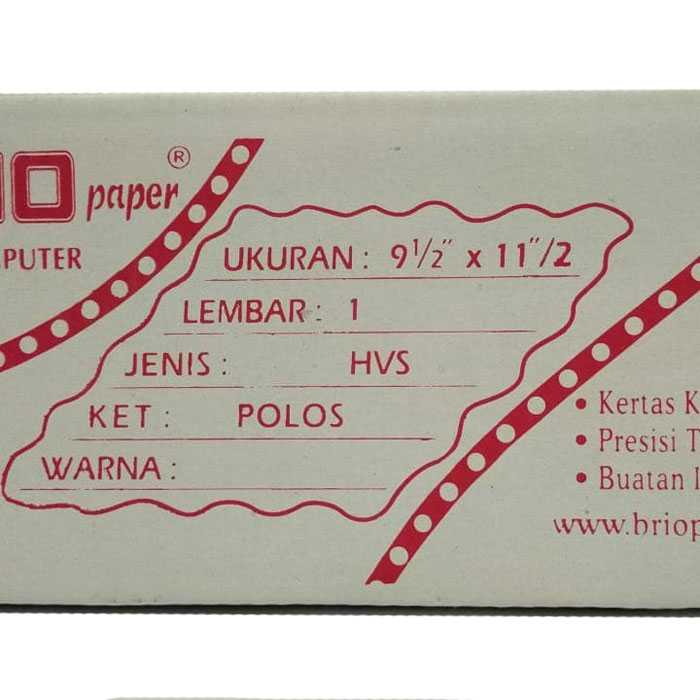 Jual Brio Paper Continous Form 1 Ply Kertas Komputer 9 1/2" x