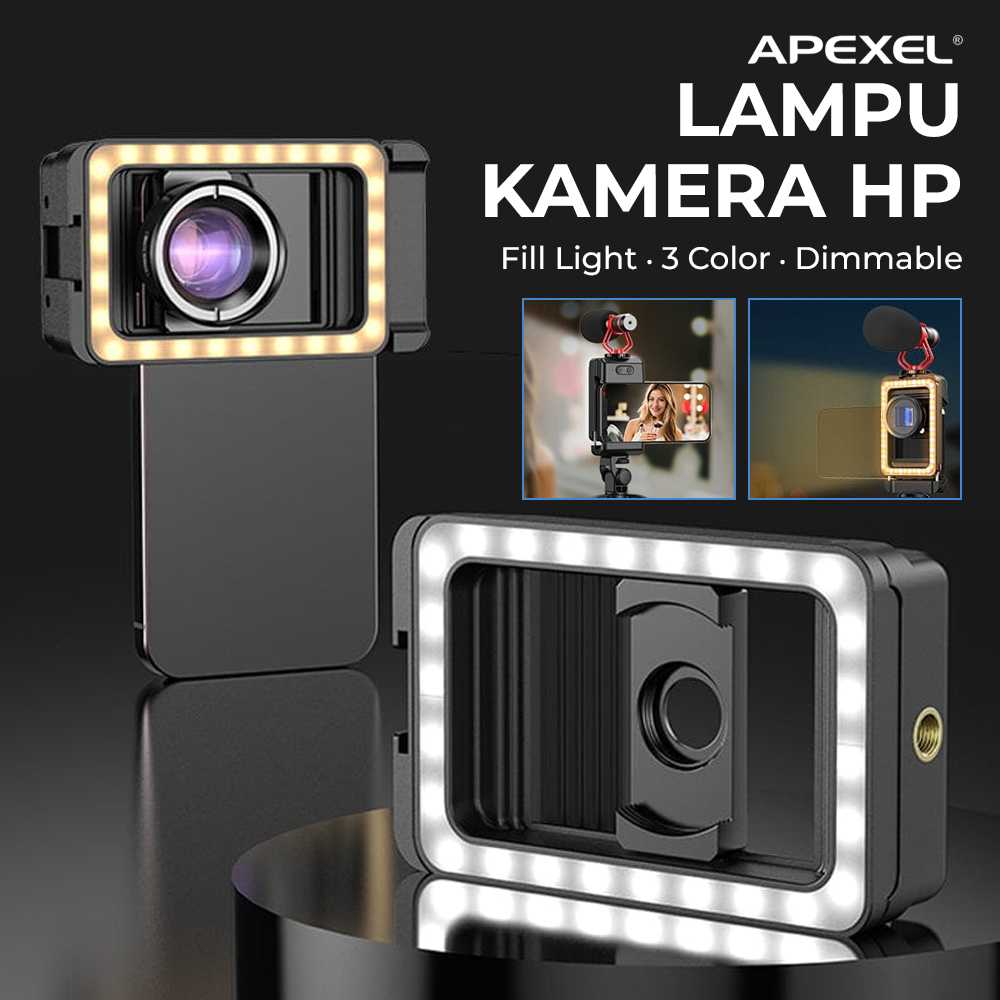 Jual APEXEL Lampu Kamera HP Fill Light 3 Color Dimmable with