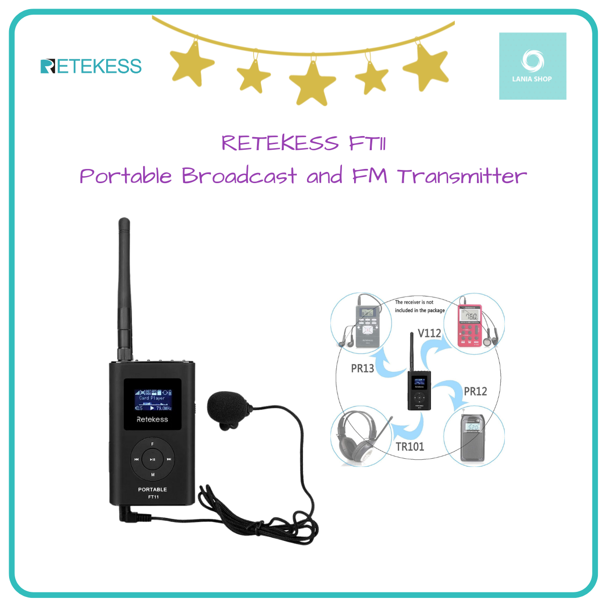Jual RETEKESS FT11 - Portable Broadcast and FM Transmitter