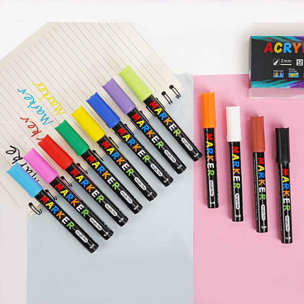 Jual Spidol Warna M&G Acrylic Marker Set 12 Colors APL976E1