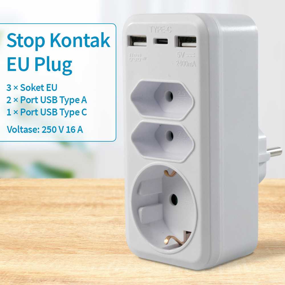 Jual DelightFire Stop Kontak USB Type C EU Plug Flame Retardant