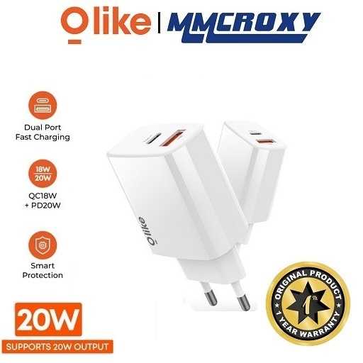 Jual Olike C400 Adapter Charger Dual Port USB-A USB-C PD 20W