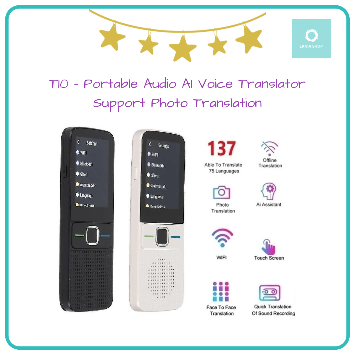 Jual T10 - Portable Audio AI Voice Translator - Support Photo